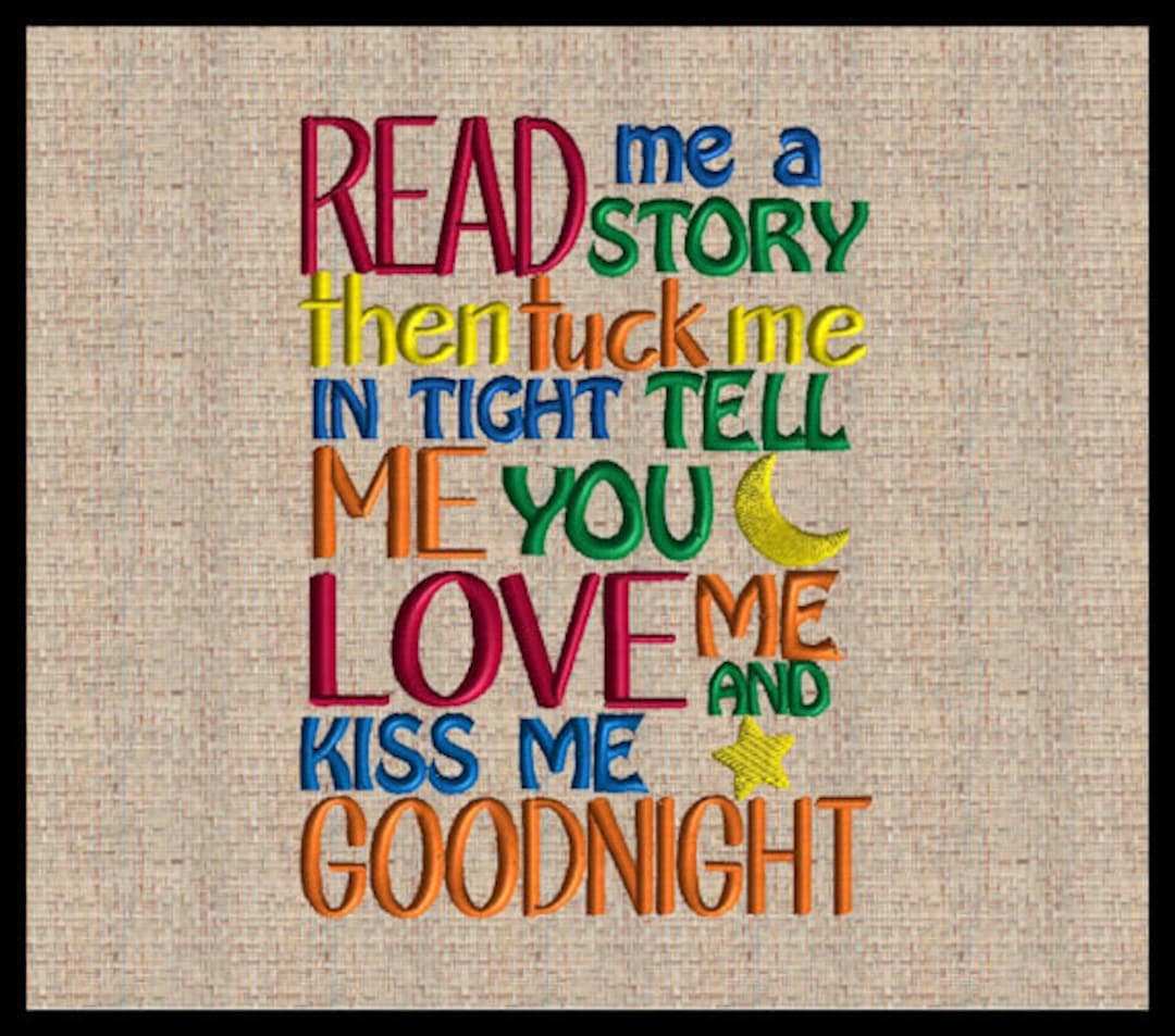 Reading Pillow Embroidery Design Read Me a Story Embroidery Design Tuck ...