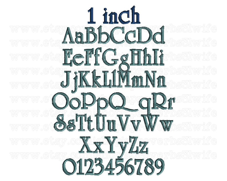 Fancy Block Embroidery Font Set, 1 Inch (instant Download) - Etsy