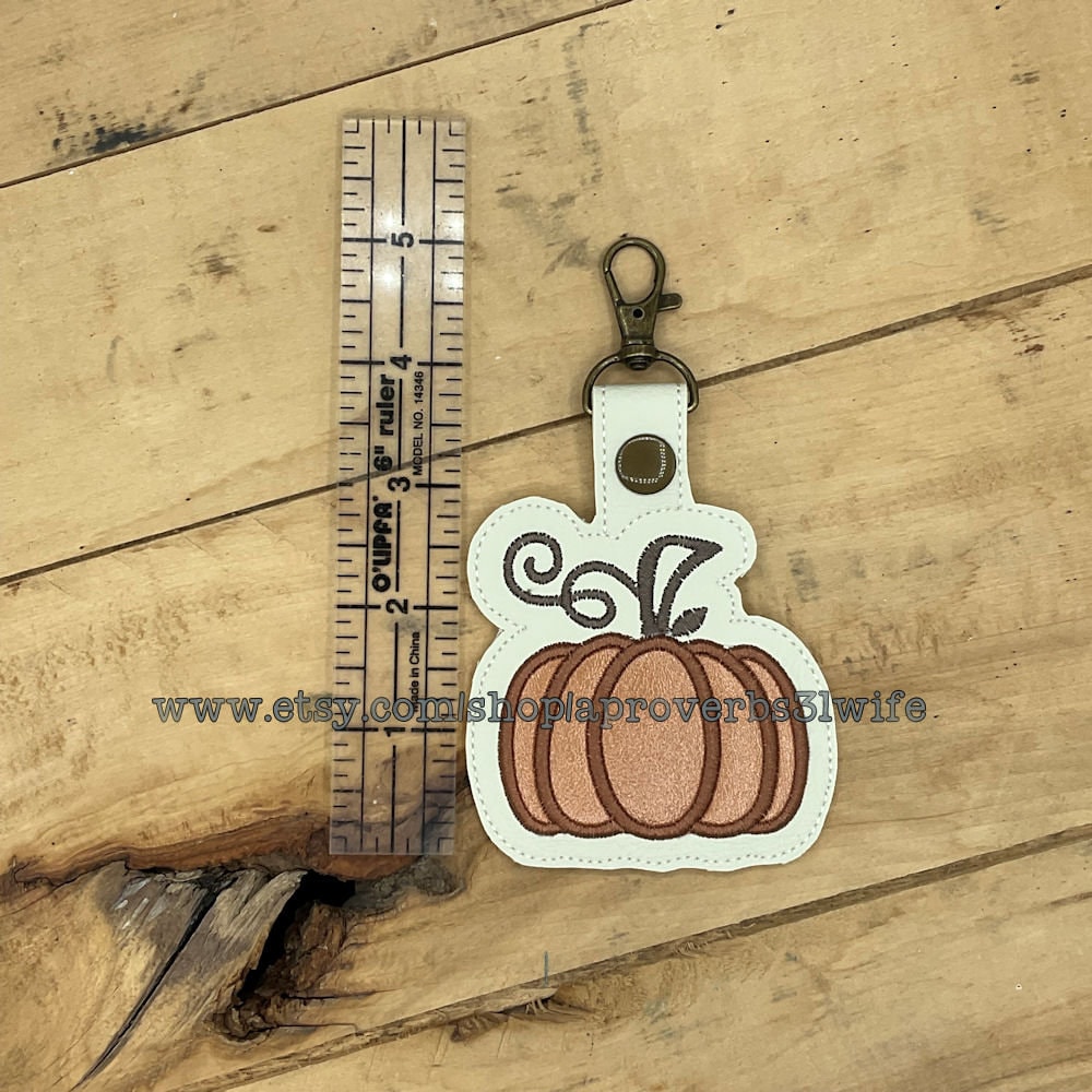ITH Pumpkin Eyelet Key Fob Machine Embroidery Design - Fall Embroidery ...