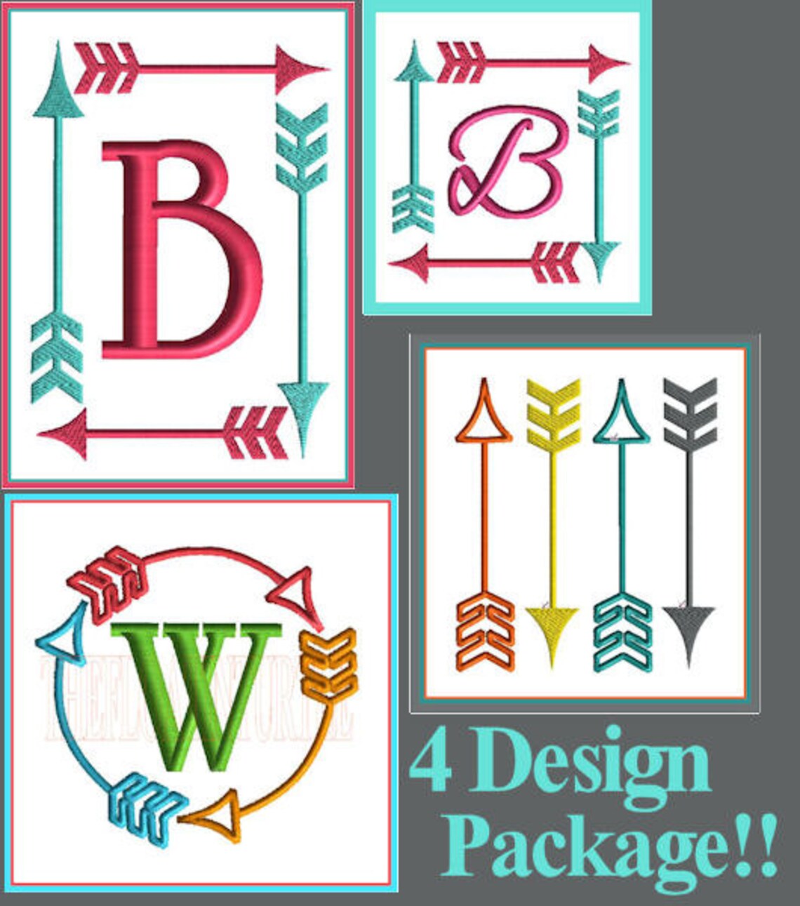 Arrow Monogram Font Frame Embroidery Design Arrow - Etsy