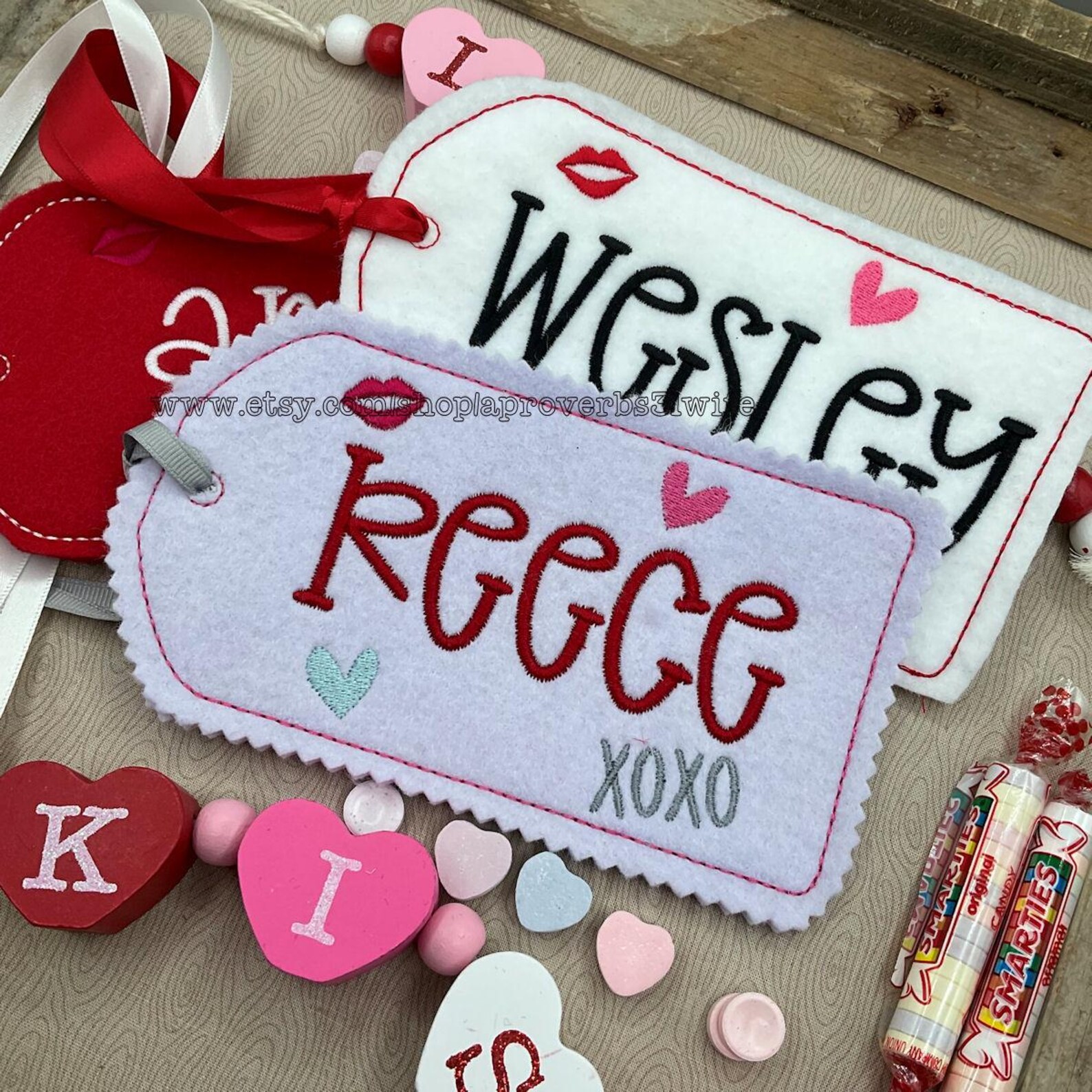 ITH Felt Valentines Name Tag - Stocking Tag- Gift Tag - Valentine Decor ...