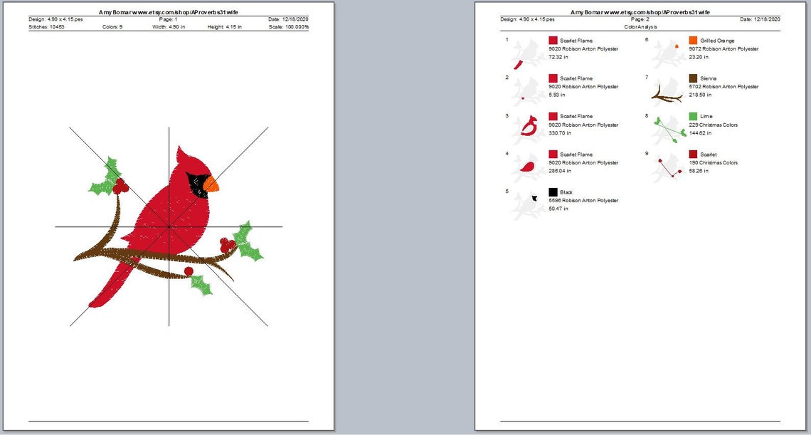 Cardinal Machine Embroidery Design Cardinal on a Branch - Etsy