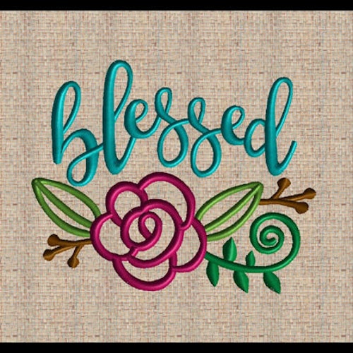 Blessed Floral Wreath Embroidery Design Flower Embroidery - Etsy