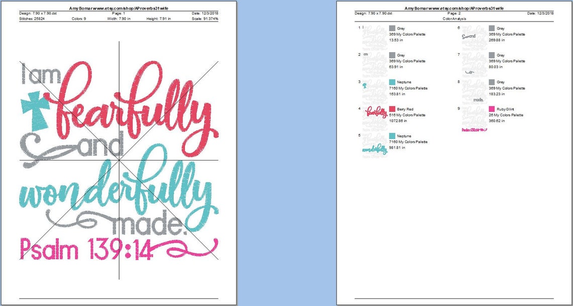 I Am Fearfully and Wonderfully Made Psalm 139:14 Embroidery - Etsy