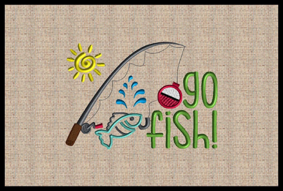 Go Fish Embroidery Design, Summer Fishing (instant Download) - Etsy