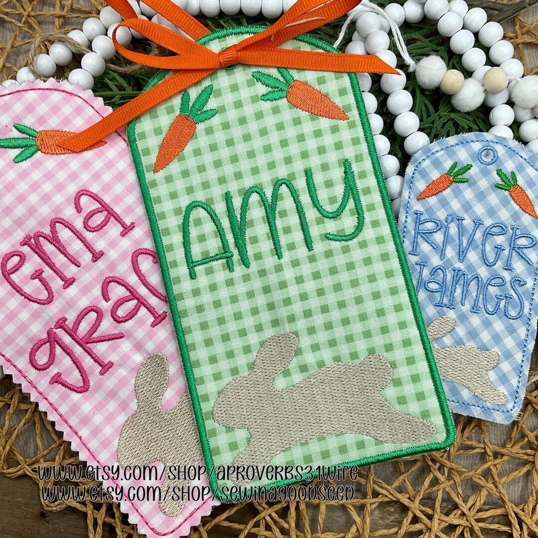 ITH Easter Bunny and Carrots Name Tag - Easter Basket Name Tag ...