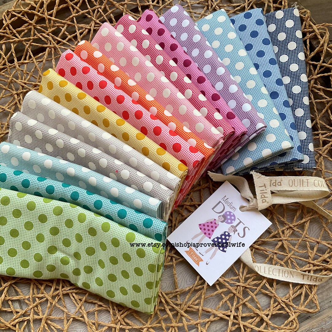Tilda Medium Dots Basics Charm Pack Quilters Fabric Creating Memories ...