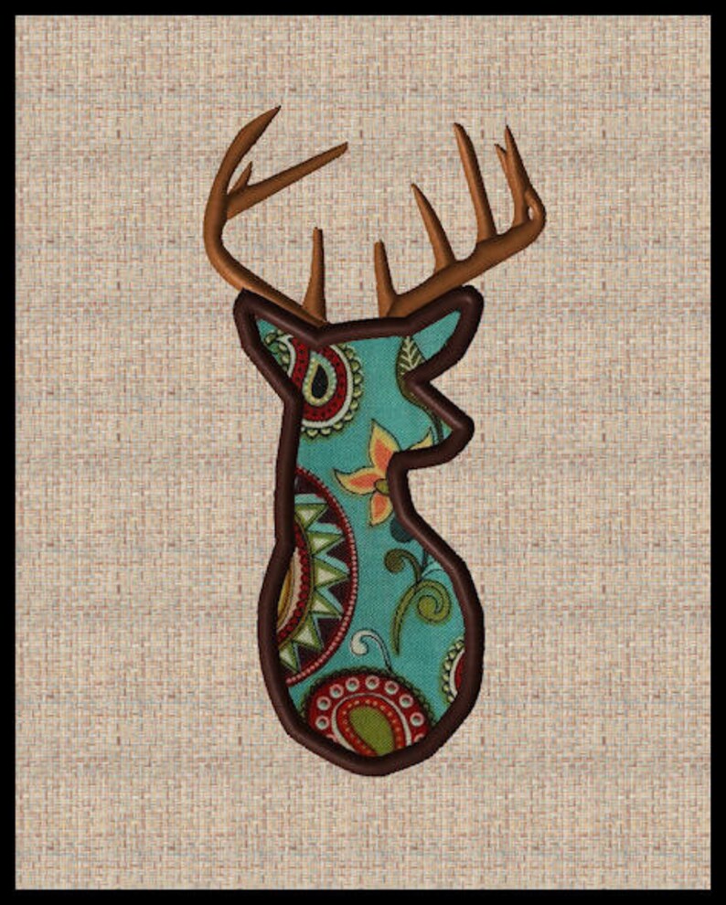 Buck Head Embroidery Applique Design Deer Embroidery Deer Head - Etsy
