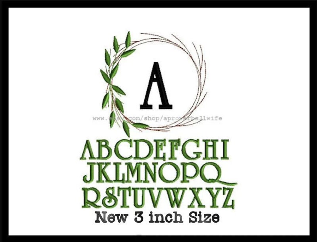 Monogram Font Frame Embroidery Design - 4x4 Hoop Size 3 INCH Finished ...