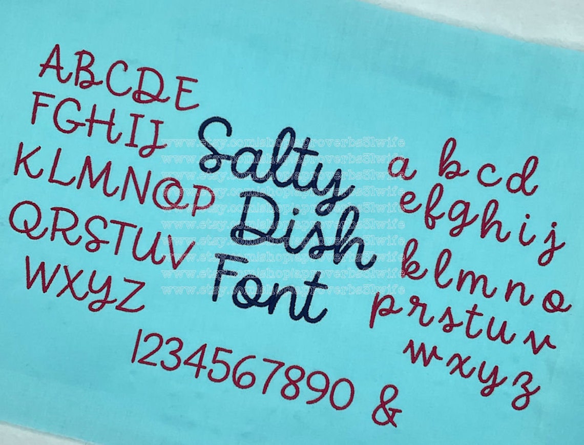 Salty Dish Script Machine Embroidery Font - Alphabet Embroidery Font ...