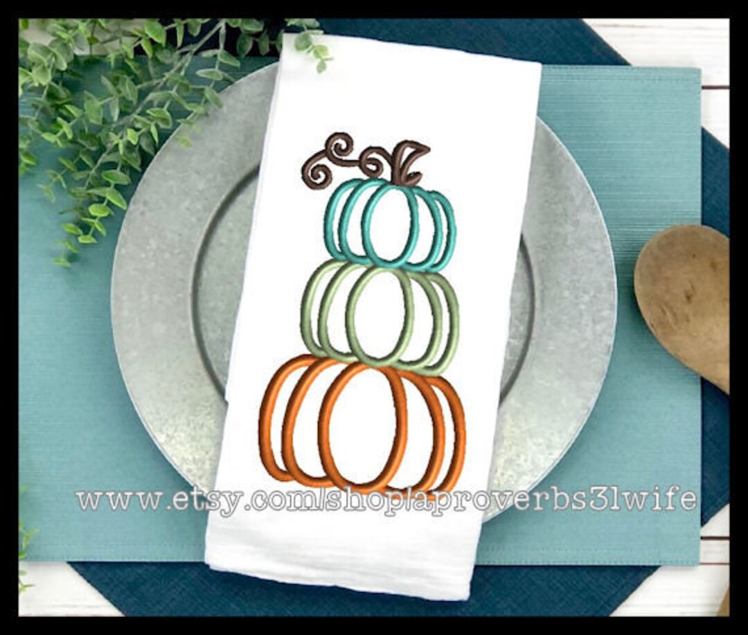 Stacked Pumpkin Machine Embroidery Design - 3 Pumpkins Embroidery ...