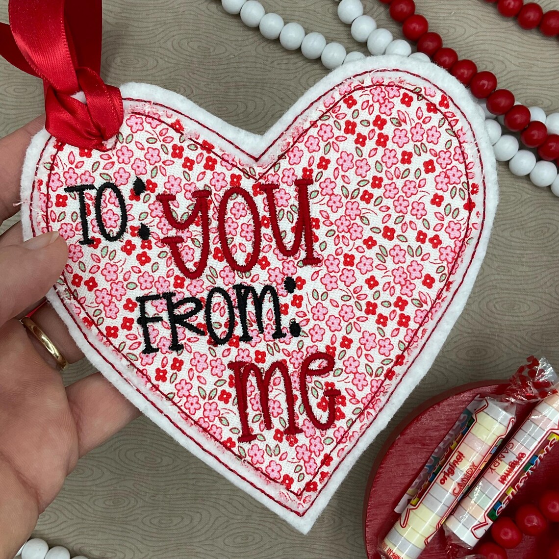 ITH Felt Heart Name Tag - Valentines Heart Tag - Basket Name Tag - in ...