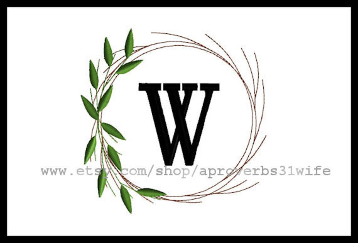 Stick Wreath Font Frame Monogram Font Frame 4x4 Embroidery Design ...