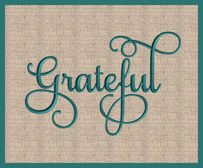 Word Grateful Thanksgiving Embroidery Design Blessed Script - Etsy
