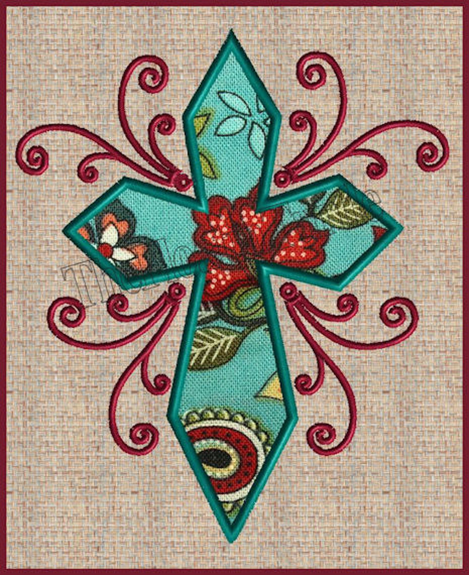 Filigree Cross Applique Embroidery Design (instant Download) - Etsy