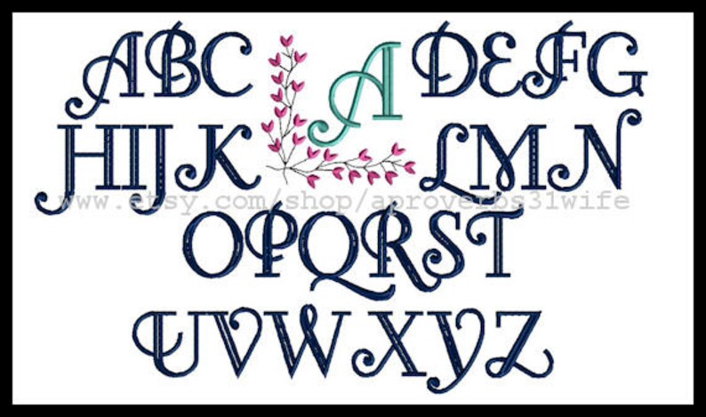 Stick Wreath Font Frame Monogram Font Frame 4x4 Embroidery | Etsy