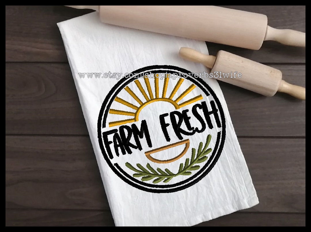 Farm Fresh Machine Embroidery Design - Farmhouse Embroidery - Circle ...