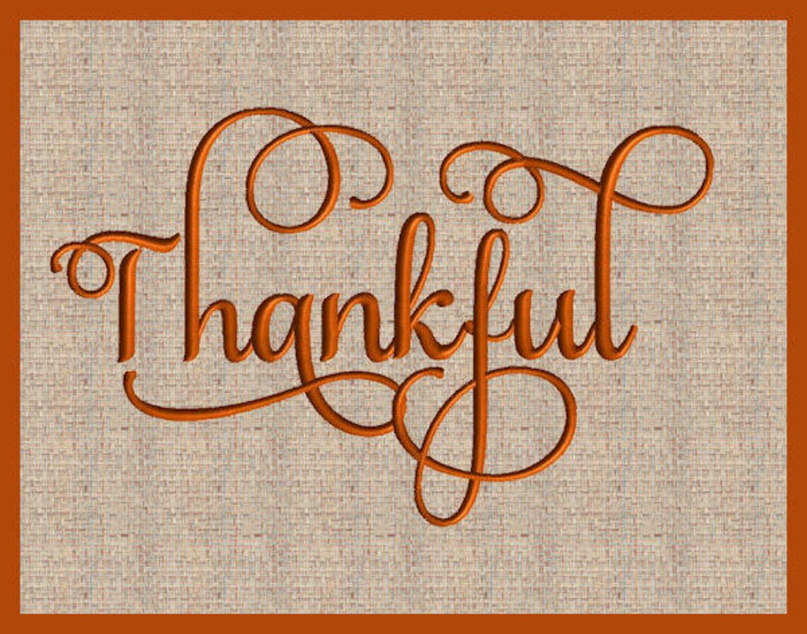 Word Thankful Grateful and Blessed Thanksgiving Embroidery Design Fall ...