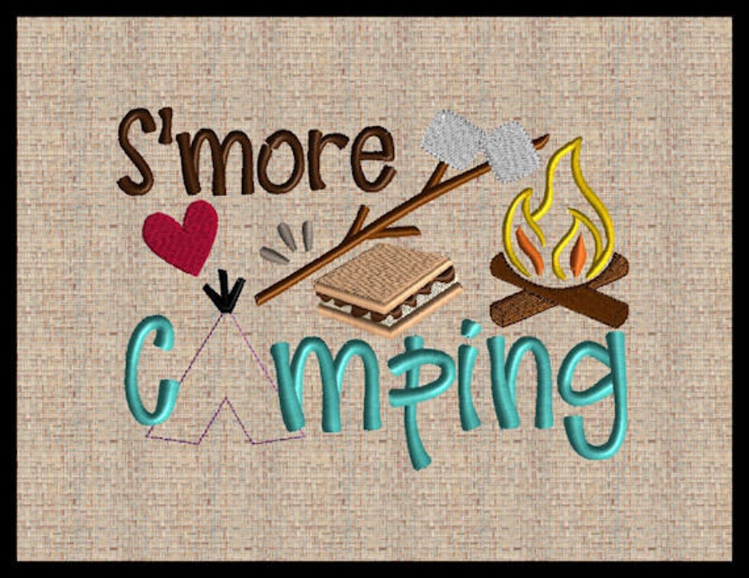 S'more Camping Embroidery Design Campfire Embroidery Design Marshmellow ...