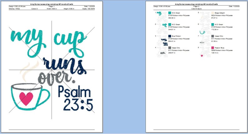 My Cup Runs Over Psalm 23:5 Embroidery Design Bible Verse | Etsy