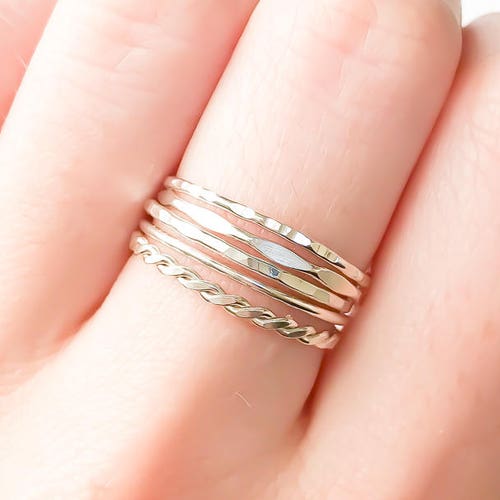 Silver Stacking Rings Set Stackable Rings Silver Stack | Etsy