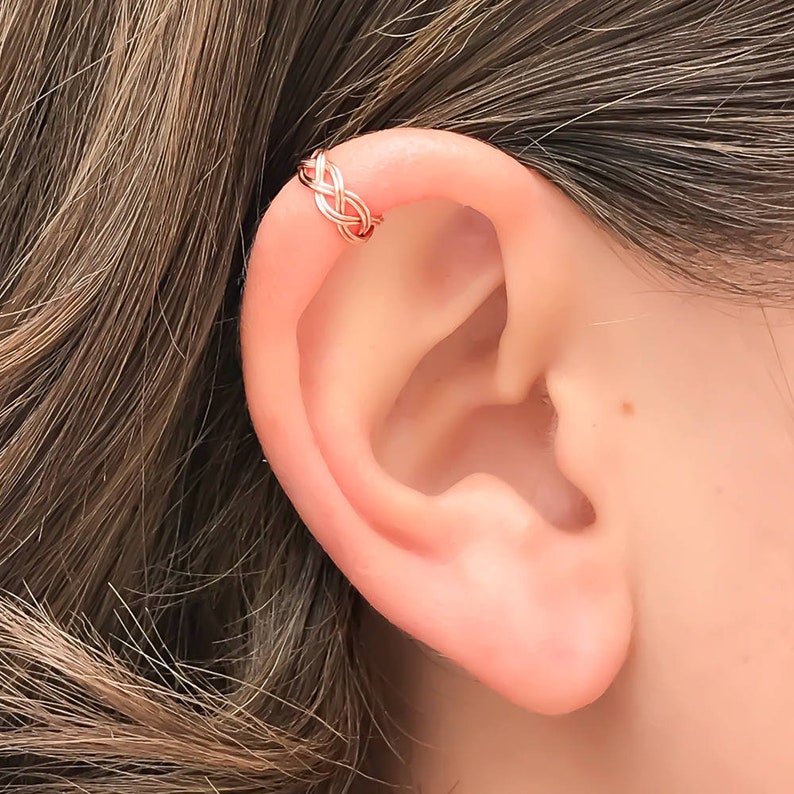 Rose Gold Ear Cuff Braided Ear Cuff Non Pierced Ear Cuff - Etsy UK