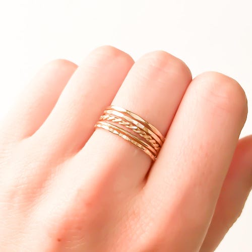Holiday Gift Set of 3 Stacking Rings Gold Filled Midi Ring - Etsy
