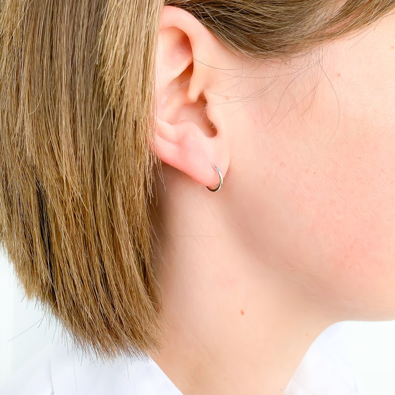 Mini Silver Hoop Earrings Sterling Silver Hoops Simple | Etsy