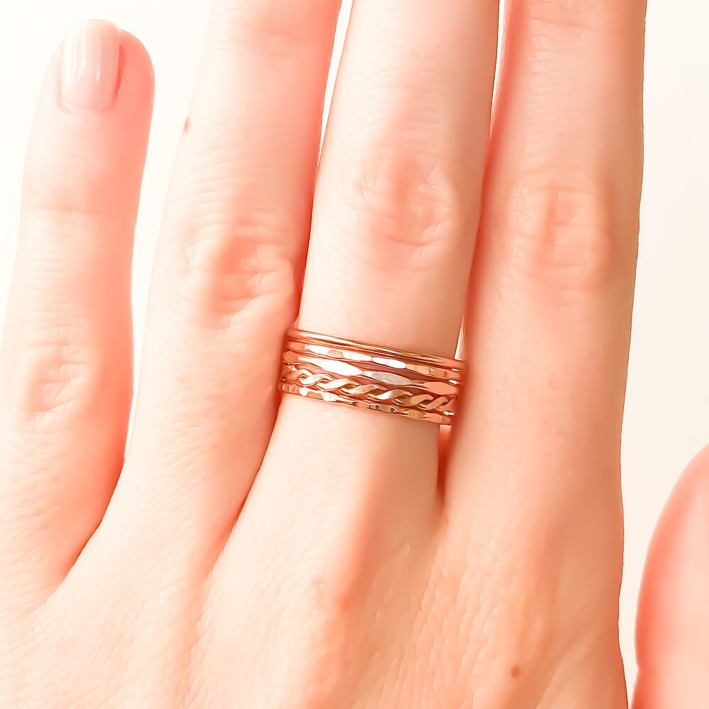 Rose Gold Stacking Rings 14K Rose Gold Filled Rings for - Etsy
