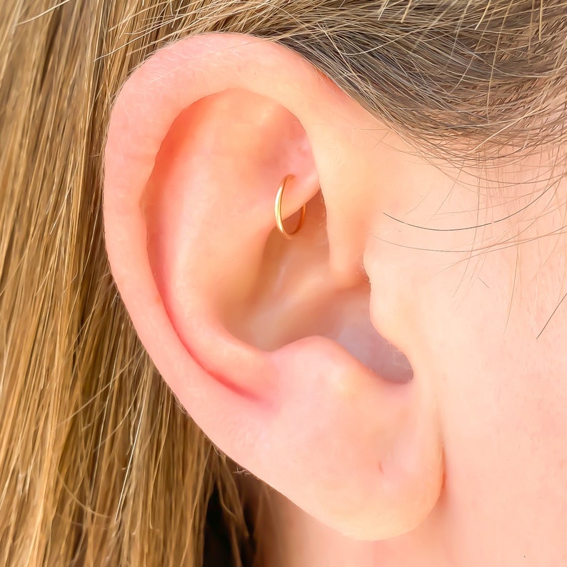 Solid 14K Gold Cartilage Hoop Rook Hoop Earring Rook - Etsy