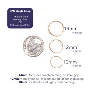 Gold Conch Hoop, Gold Filled Conch Piercing, Single Conch Hoop Earring ...