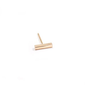 Solid 14K Gold Bar Stud Earrings, Dainty Gold Bar Earrings, Gold Stud ...