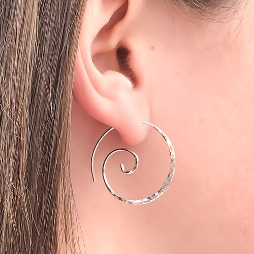 Spiral Hoop Earrings Sterling Silver - Etsy