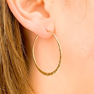 Minimalist Hoop Jewelry, Large Wire Hoop Earrings, 14K Gold-filled ...