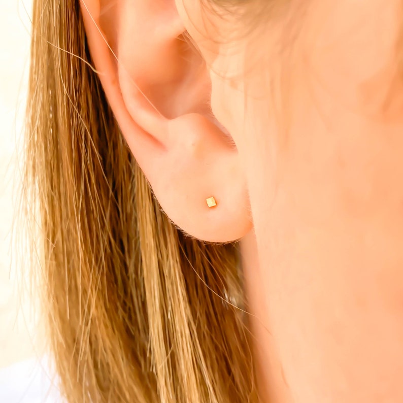 Solid 14K Gold Stud Earrings Single or Pair of Gold Studs - Etsy