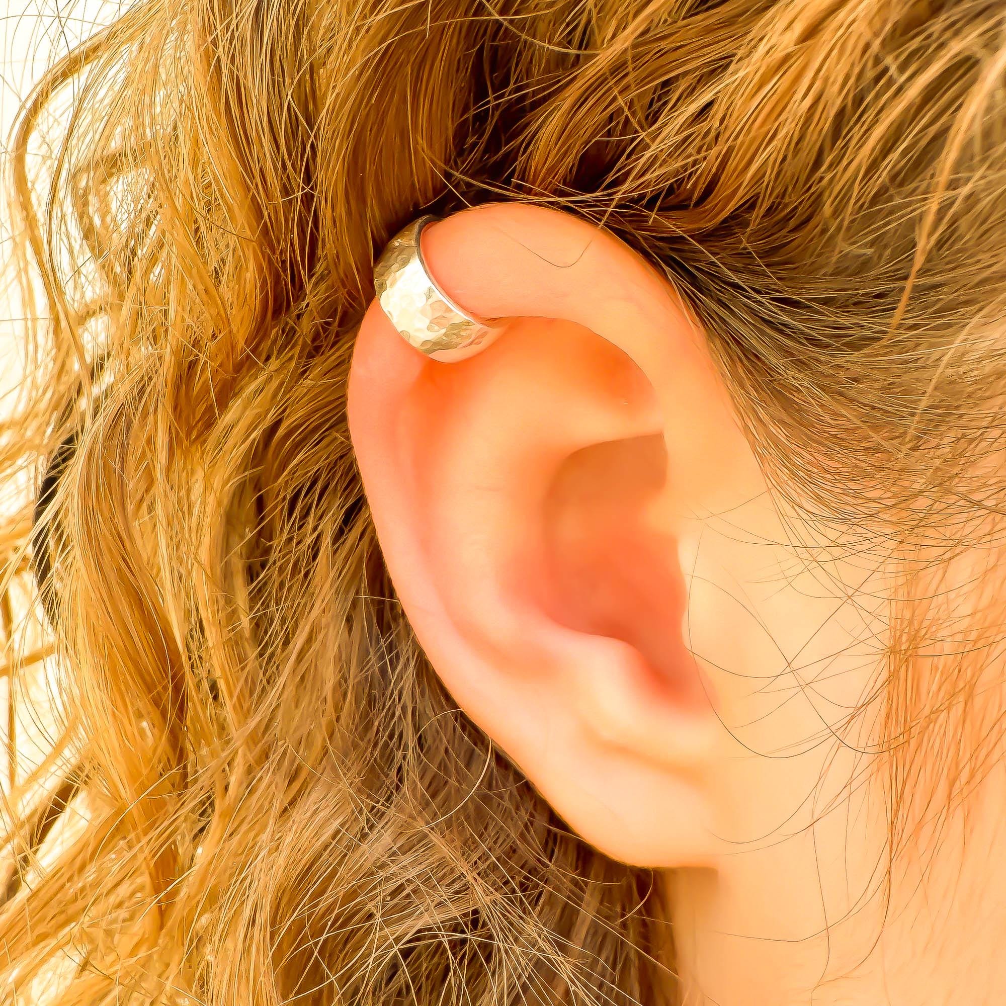 Mini Hammered Sterling Silver Ear Cuff: Thick No Piercing Helix ...