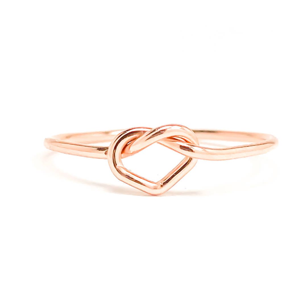 Rose Gold Heart Ring, Heart Knot Ring, Rose Gold Filled Ring, Knot Ring ...