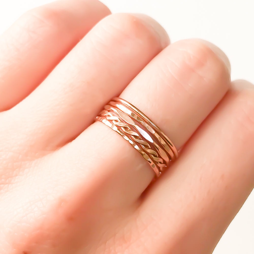 Rose Gold Stacking Rings 14K Rose Gold Filled Rings for - Etsy