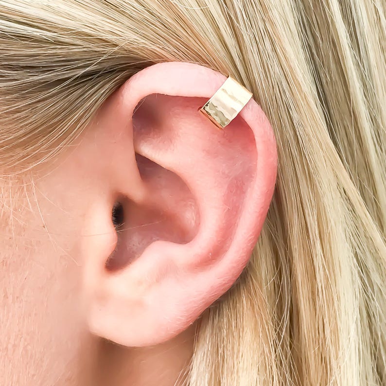 Gold Ear Cuff Hammered Ear Cuff Cartilage Ear Cuff Gold - Etsy UK