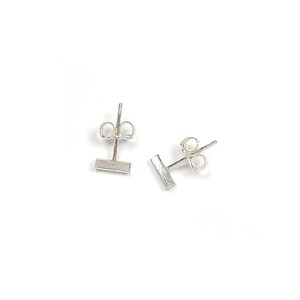 Sterling Silver Bar Stud Earrings: Brushed Finish, Minimalist Geometric ...