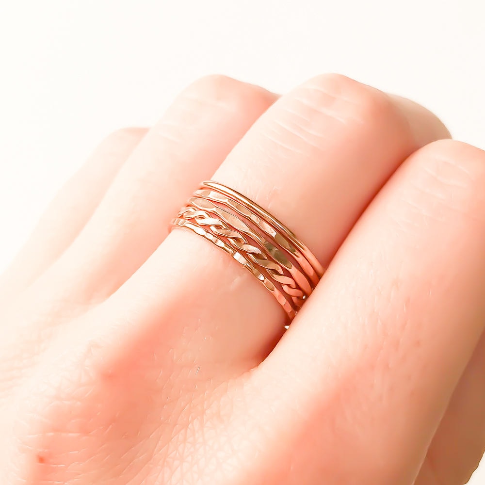 Rose Gold Stacking Rings 14K Rose Gold Filled Rings for - Etsy