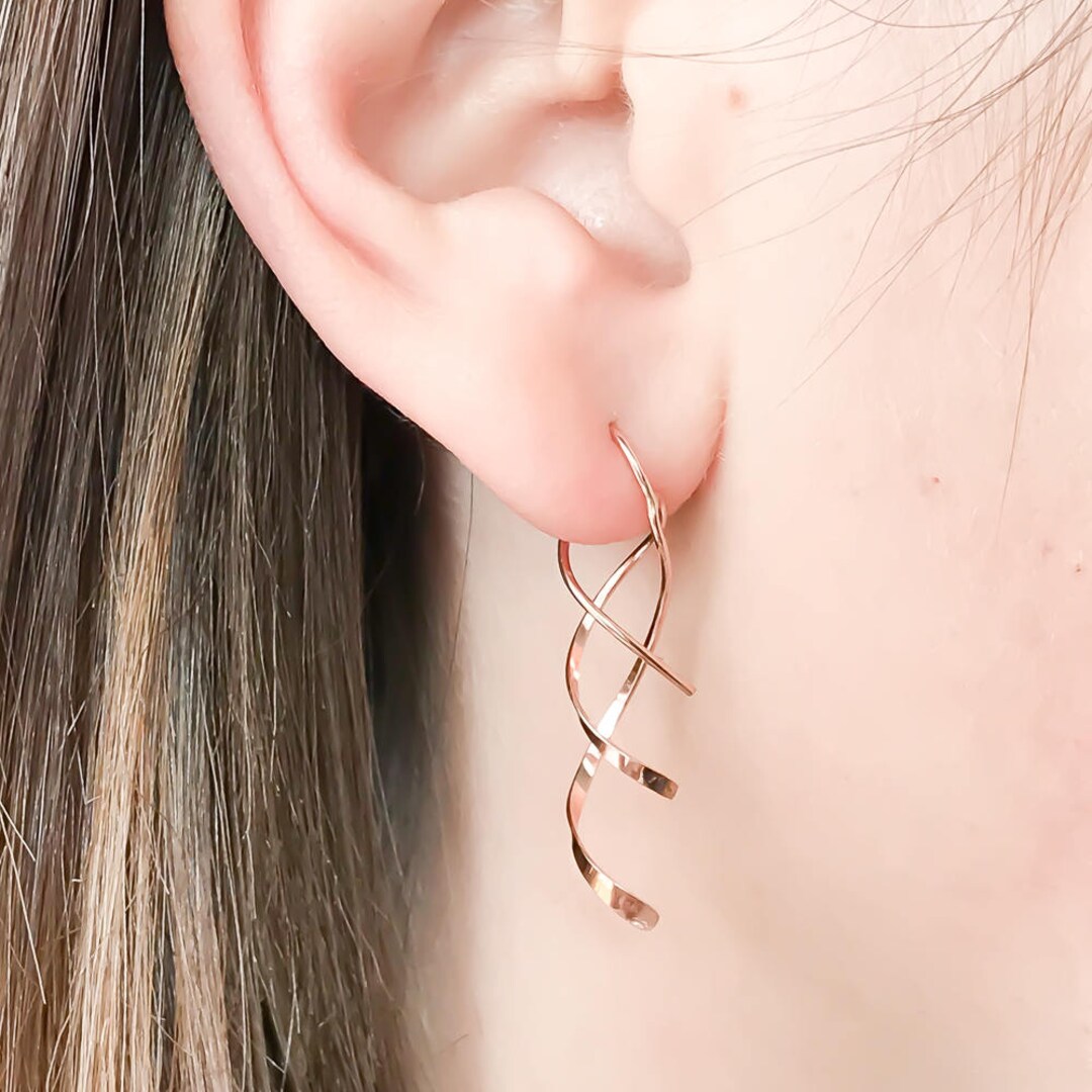 Rose Gold Threader Earrings Rose Gold Earrings Rose Gold - Etsy