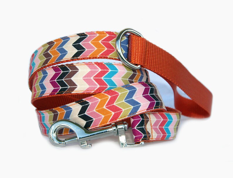Chevron Dog Harness Dog Leash Orange Step in Dog Harness Large - Etsy