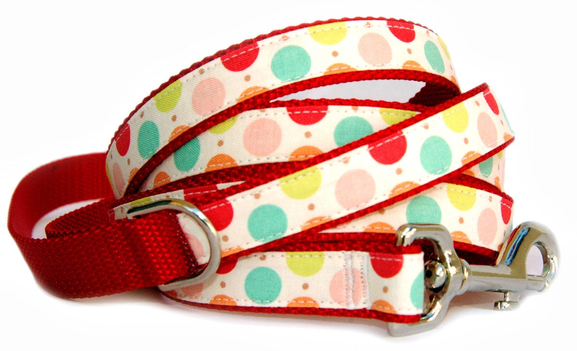 Cute dog leash Polka dots pet leash Pink dog leash Red dog | Etsy
