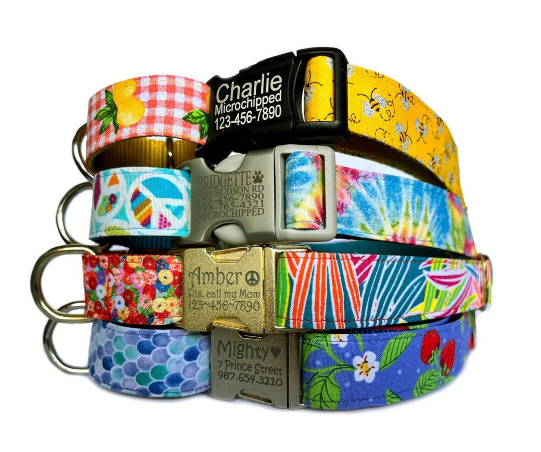 Martingale Dog Collar Monogram ID Buckle Emoji Personalized Laser ...