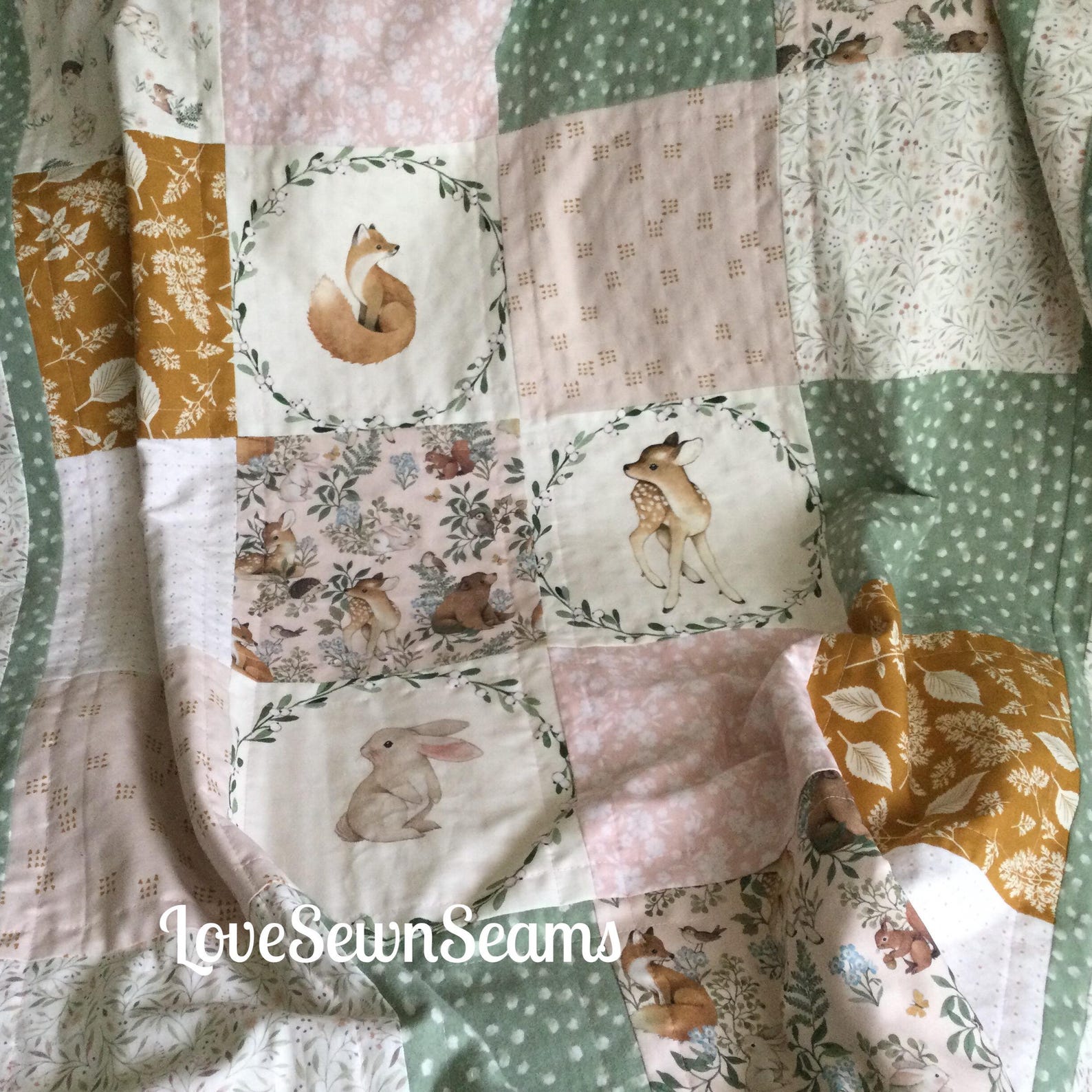 LITTLE Fawn and Friends Quilt/forest Friends/woodland Quilt/handmade in ...