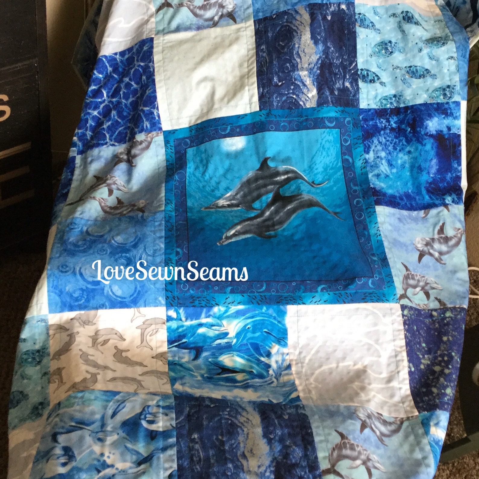 MADE TO ORDER: Dolphin Quilt/ocean Quilt/dolphin/dolphin Baby | Etsy