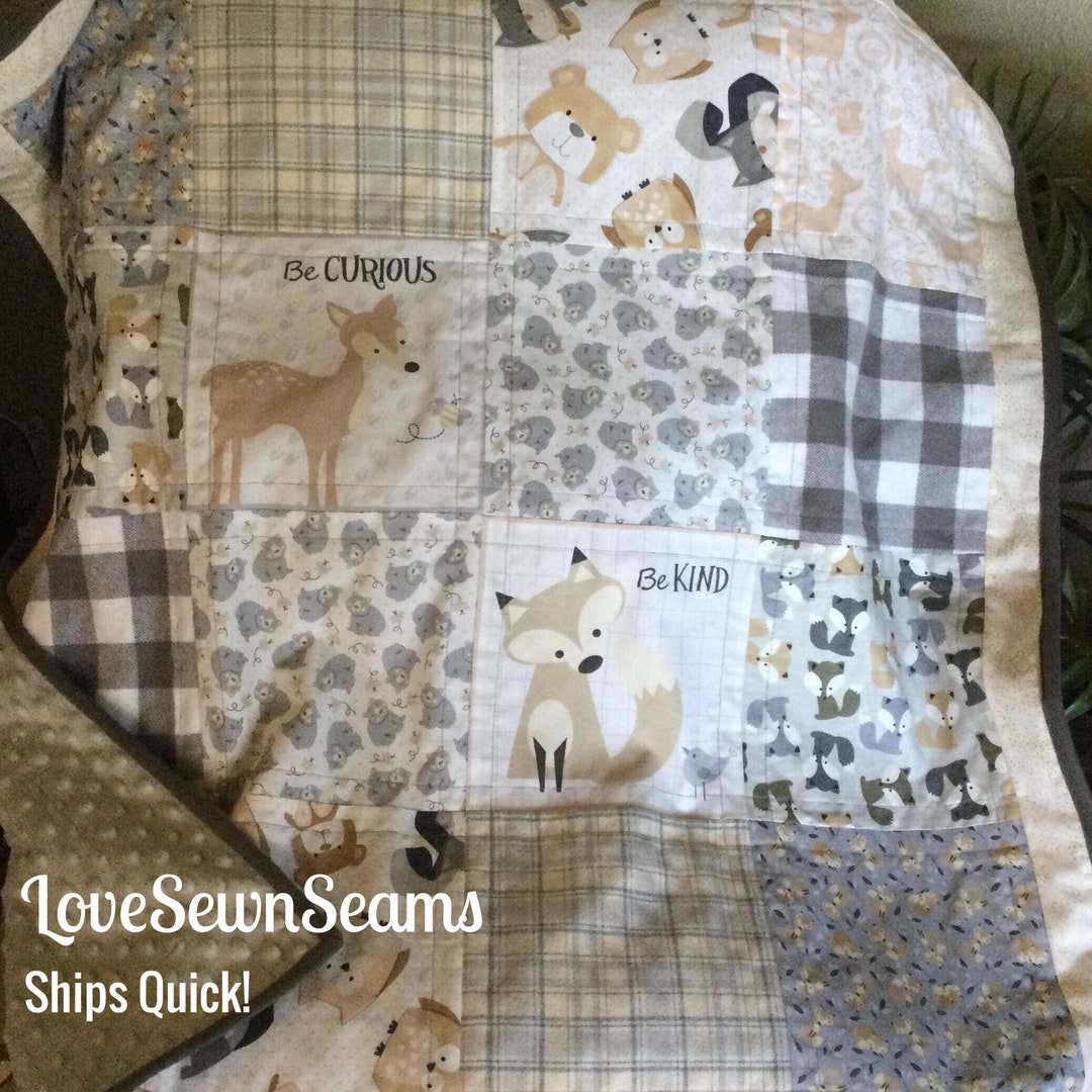 Woodland Kindness Quilt/bear Quilt/woodland Animal Quilt - Etsy