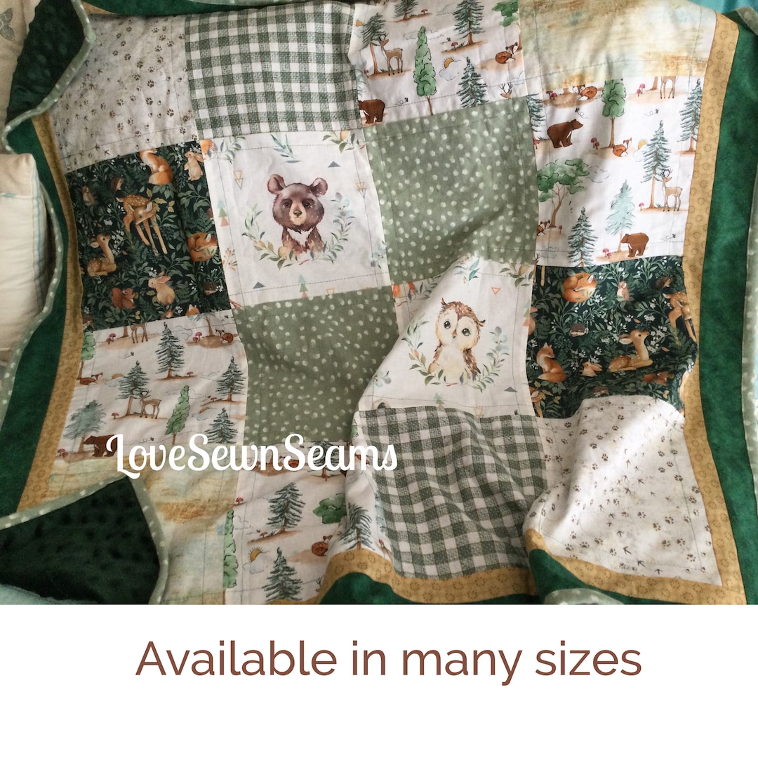 WOODLAND Cuddles/forest Friends Quilt/little Fawn Quilt - Etsy