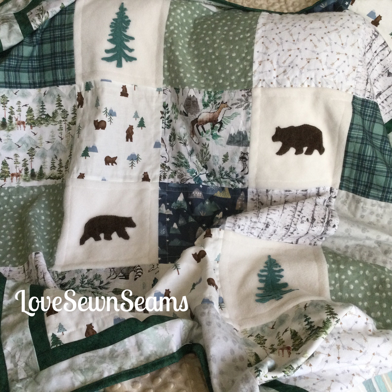 WOODLAND Quilt**bear Quilt/baby Quilt/rustic Quilt/bear and Cub Quilt ...